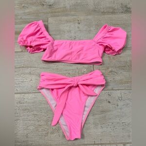 SHEIN | Swim | Puff Sleeve Bikini Set With Tie Bottom | Poshmark